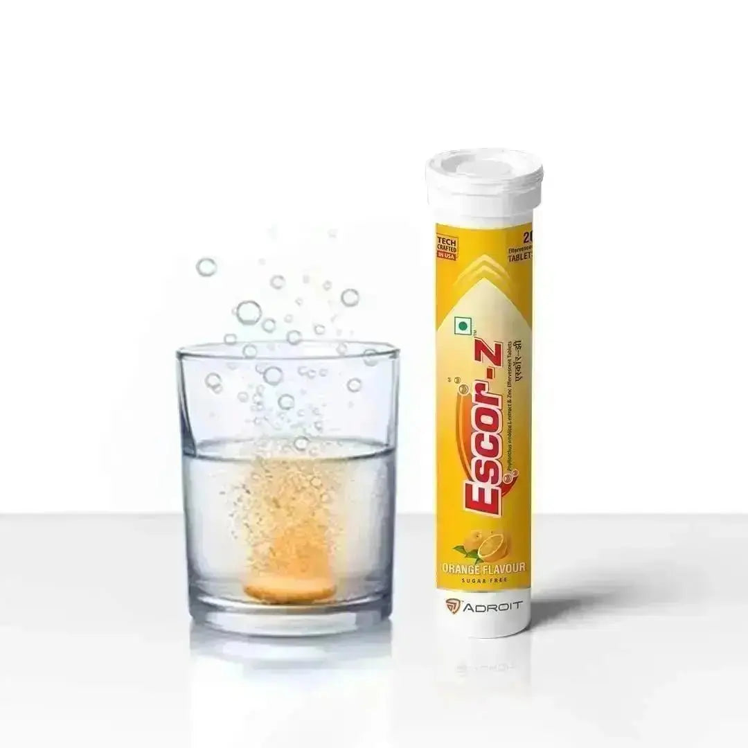 Escor-Z Effervescent Tablets| Natural Vitamin C | Orange Flavour – Glutone